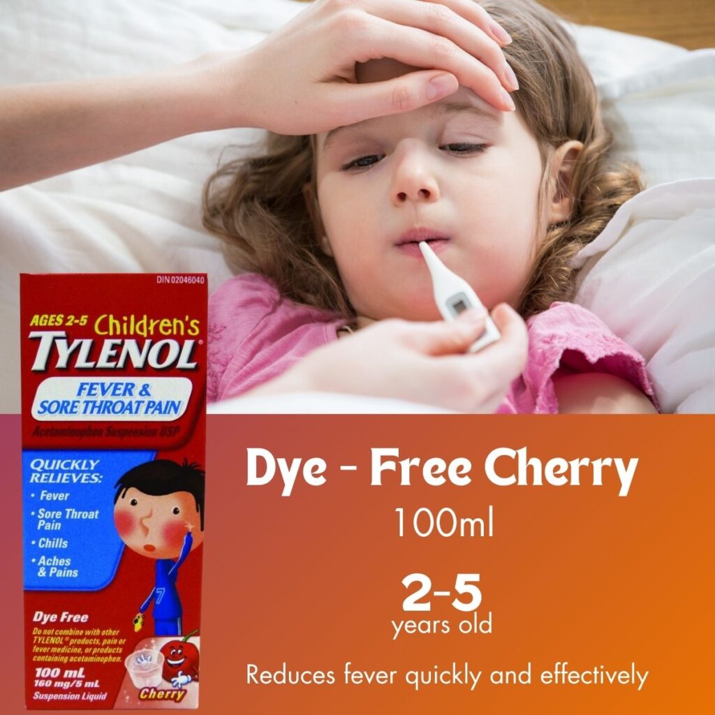 Children's Tylenol Fever and Sore Throat Pain Suspension Liquid ...
