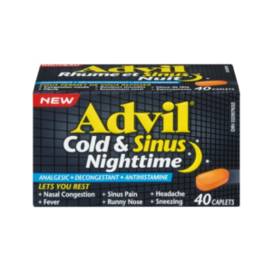 Buy Advil Cold and Sinus Nighttime Caplets for Nighttime Cold and Sinus ...